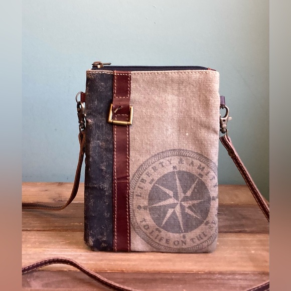 Mona B | Bags | Mona B Upcycled Canvas And Leather Crossbody Bag | Poshmark